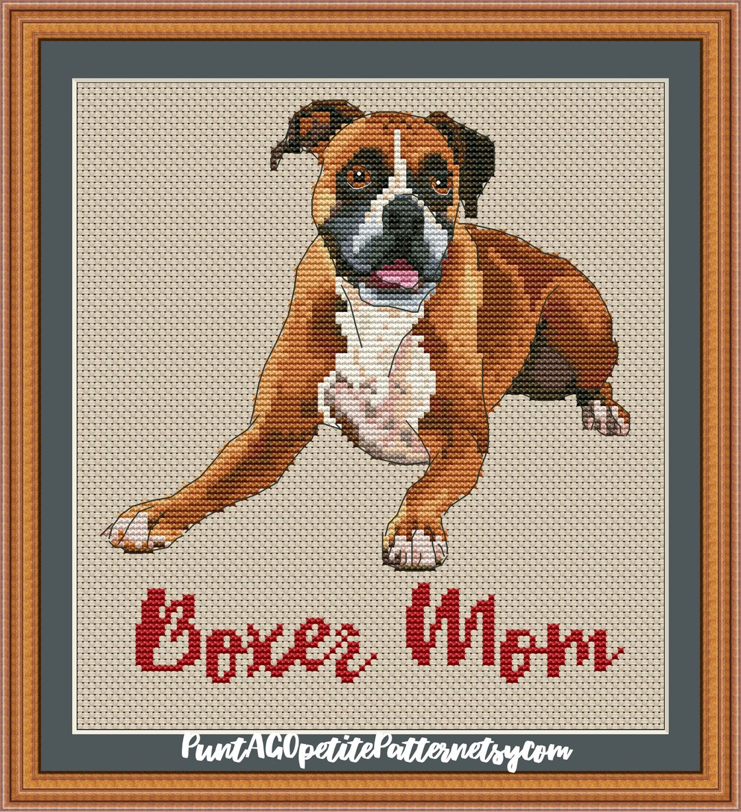 Boxer Mom Cross Stitch Pdf Pattern - Etsy