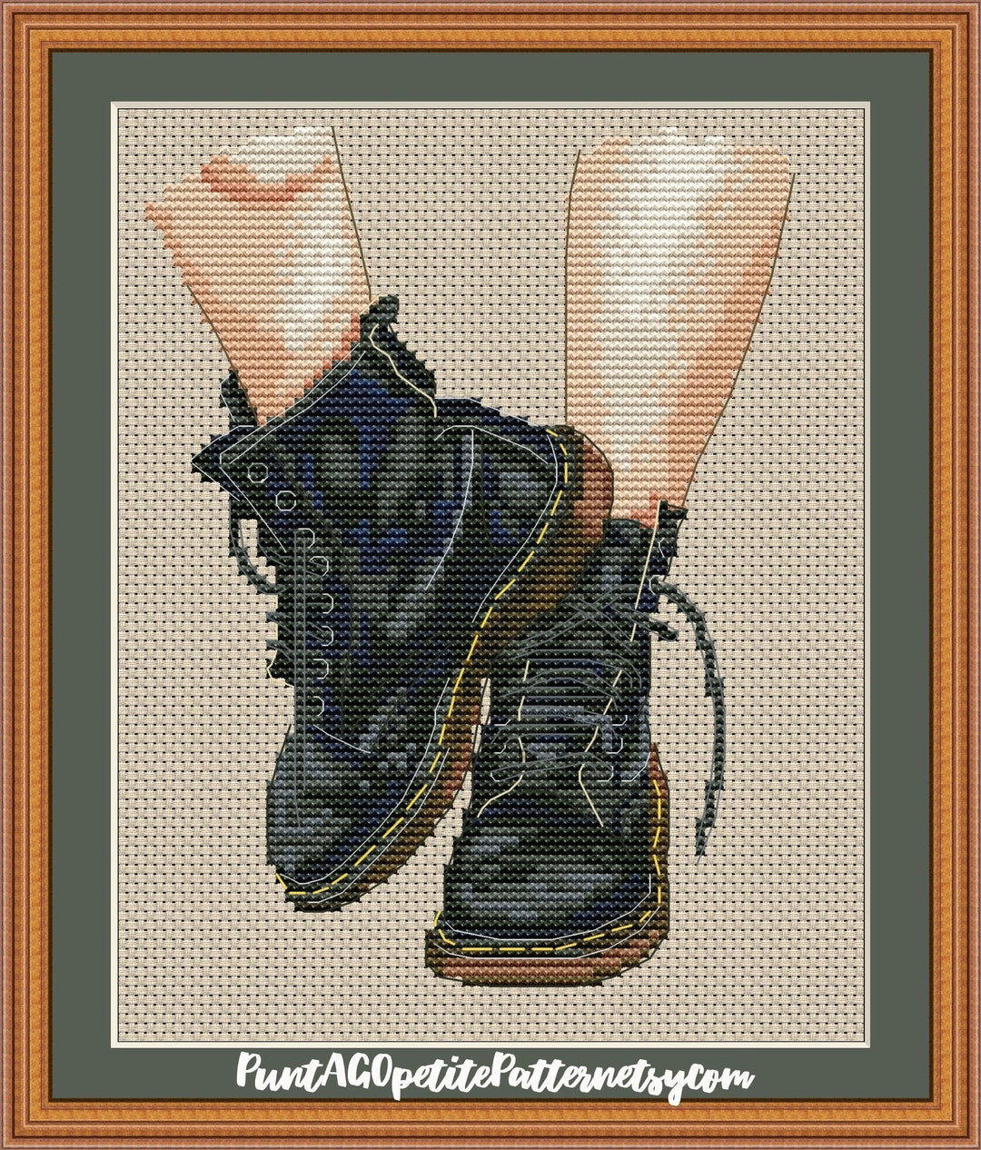Black Boot Shoes Cross Stitch Pdf Pattern - Etsy