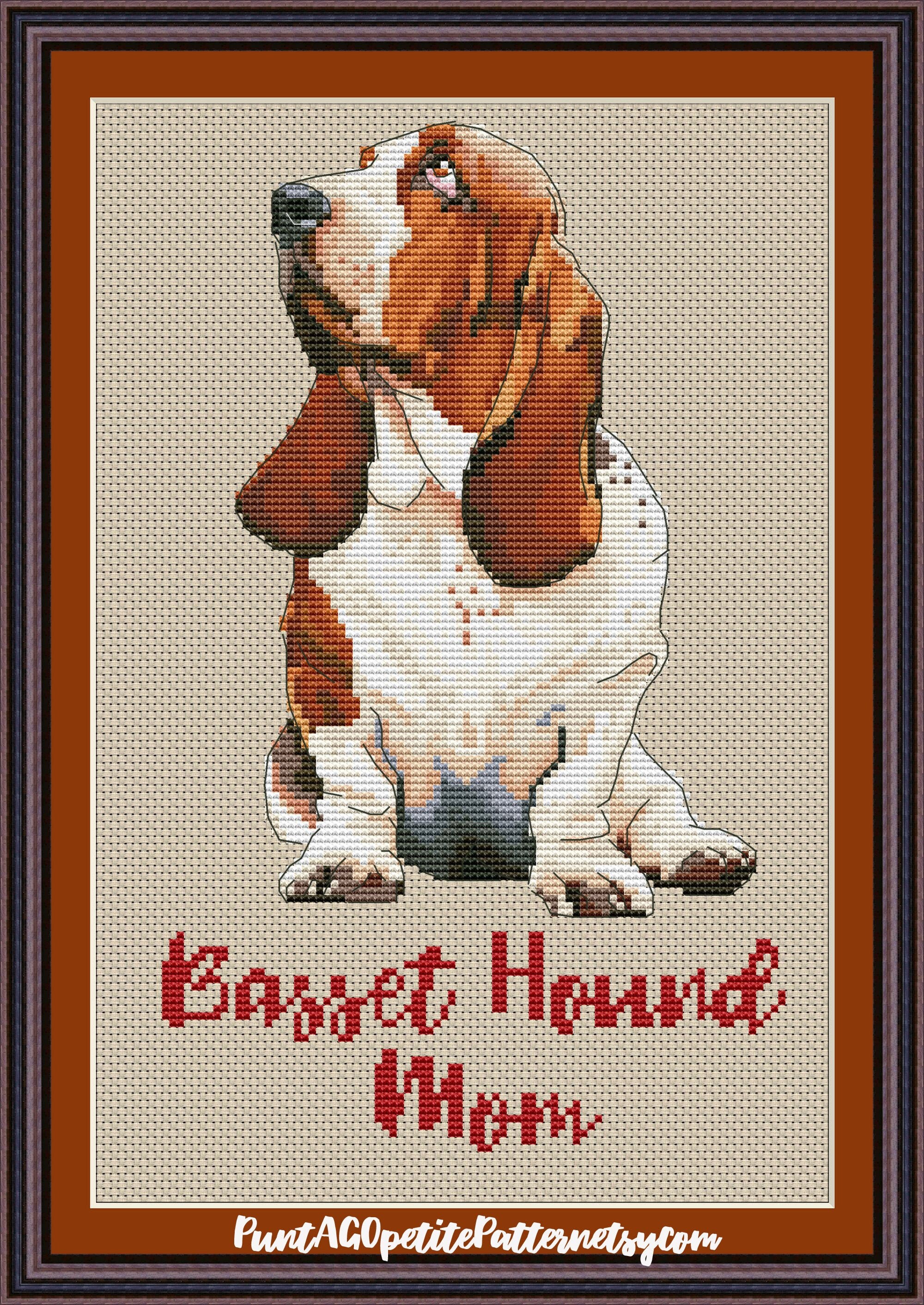 Basset hound mom cross stitch pdf pattern | Etsy
