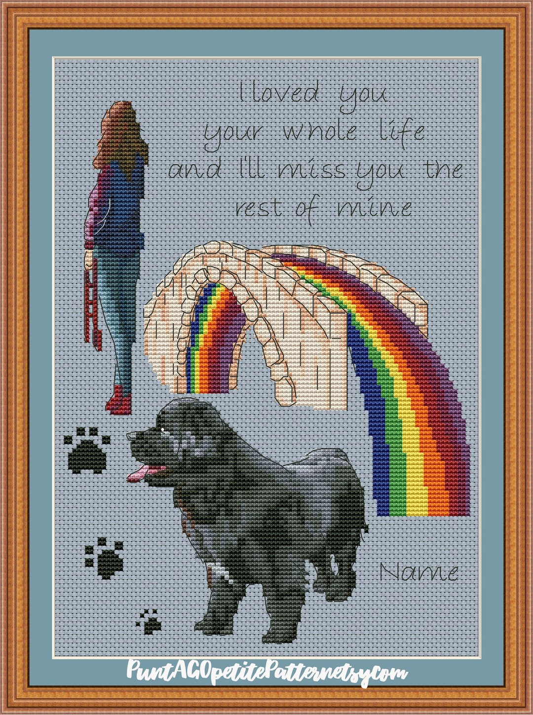 Rainbow Bridge Newfoundland Loss Memory Gift Cross Stitch Pdf Pattern ...