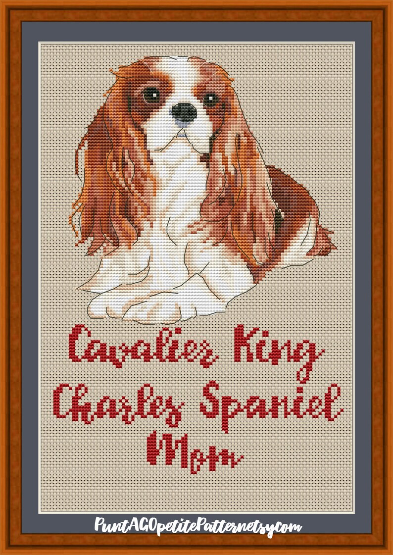 Cavalier King Charles Spaniel Tri Color Mom Cross Stitch Pdf Pattern - Etsy
