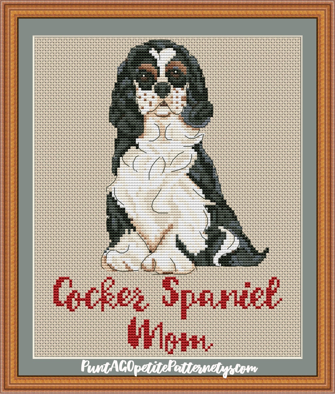 Black and White Cocker Spaniel Mom Cross Stitch Pdf Pattern - Etsy