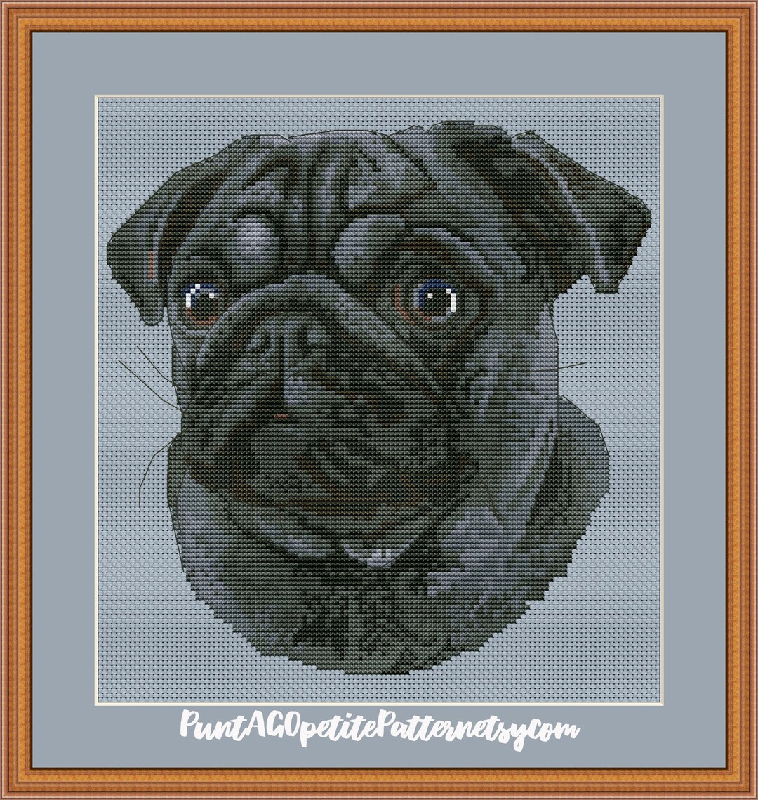 Pug Portrait Cross Stitch Pdf Pattern - Etsy