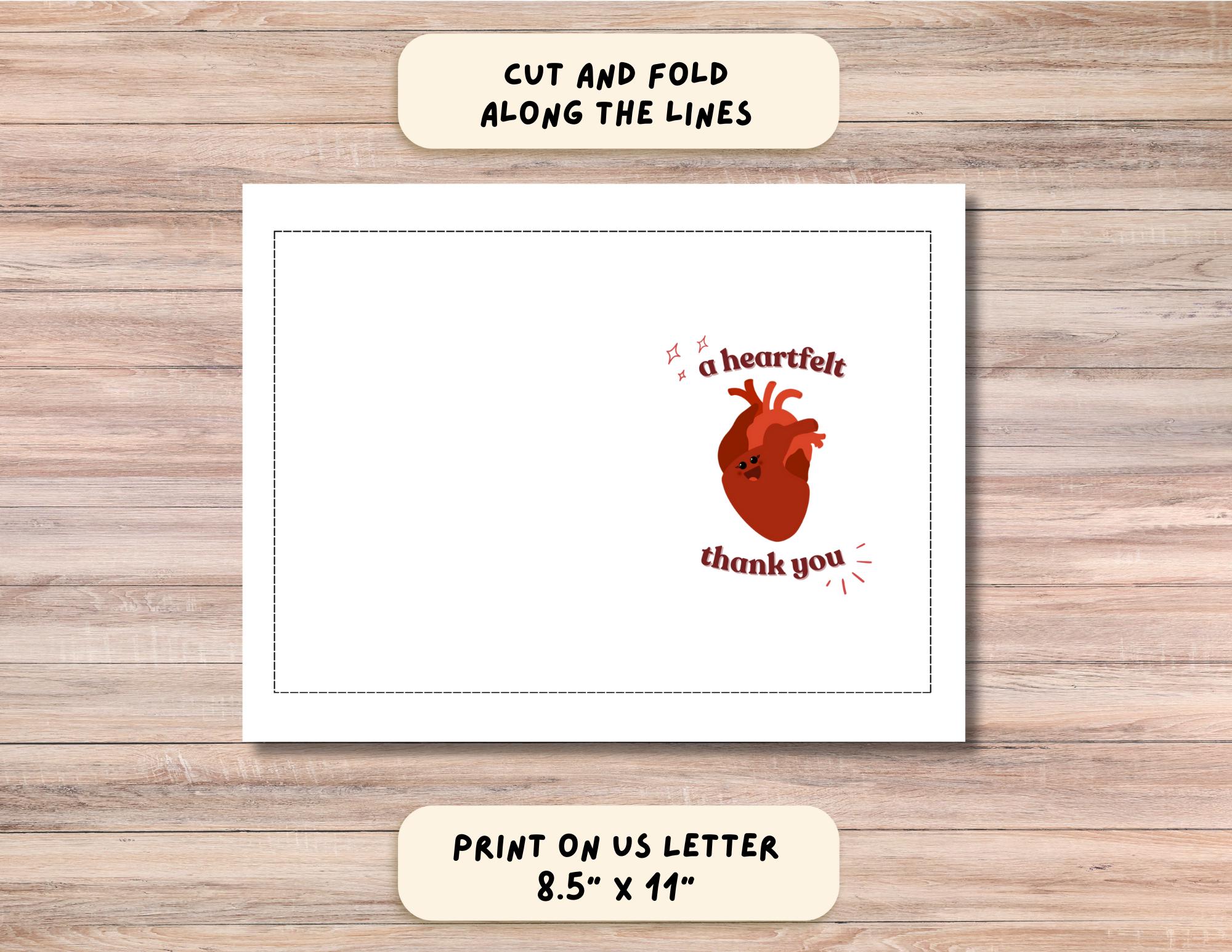 Heartfelt Thank You Card Heart Greeting Card Thank You Friend Wife ...