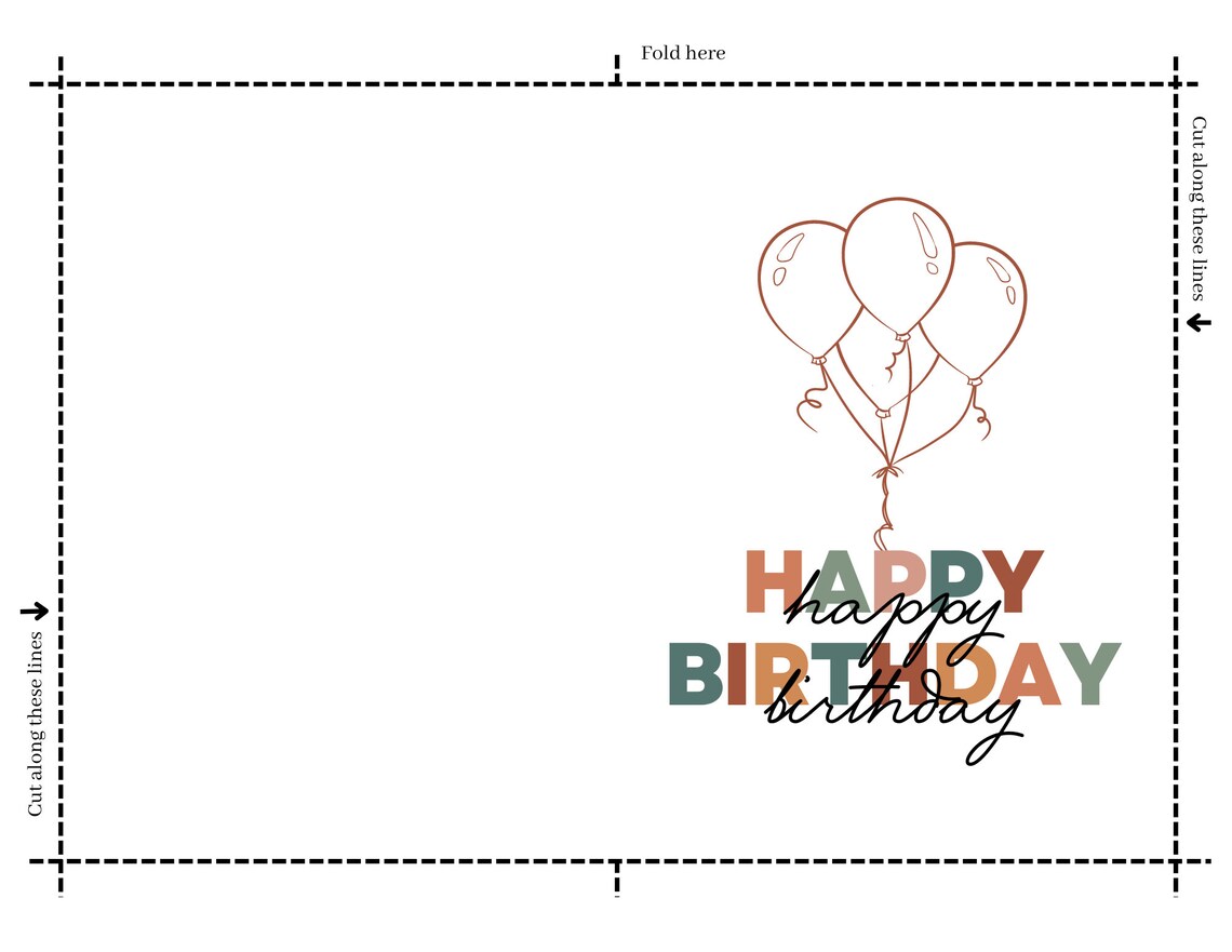 Happy Birthday Boho Style Printable, Instant Download, Printable ...