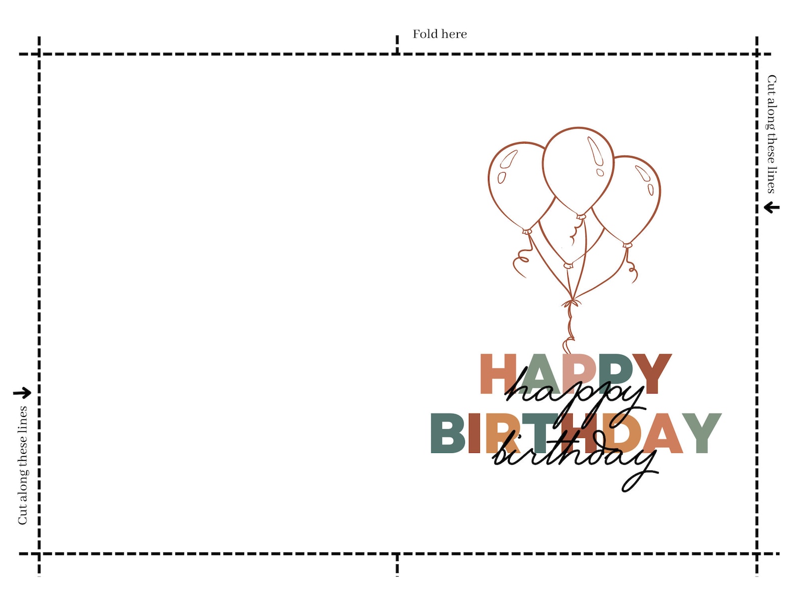 Happy Birthday Boho Style Printable, Instant Download, Printable ...