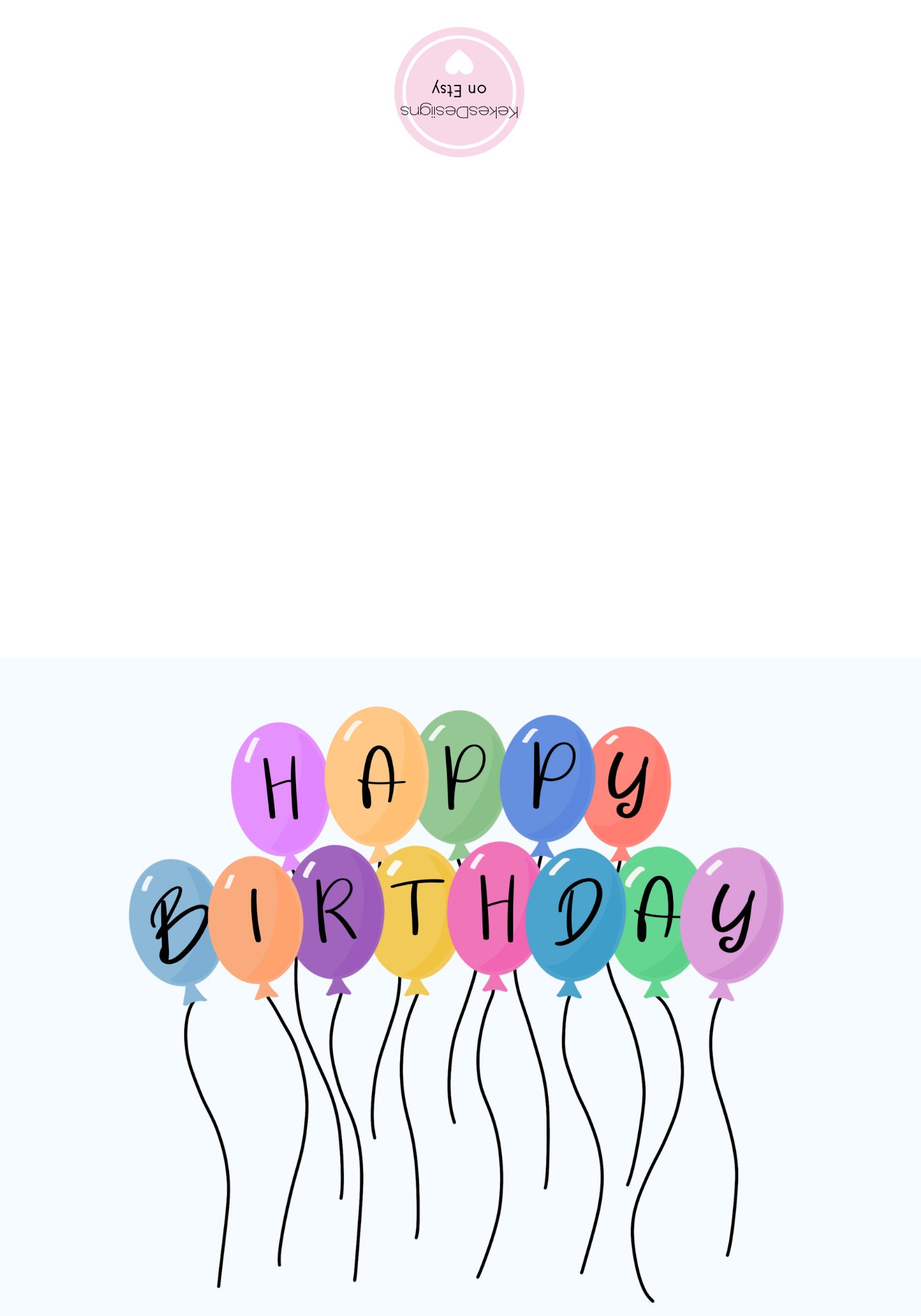 Happy Birthday Balloons Printable Card, Instant Download, Balloons ...