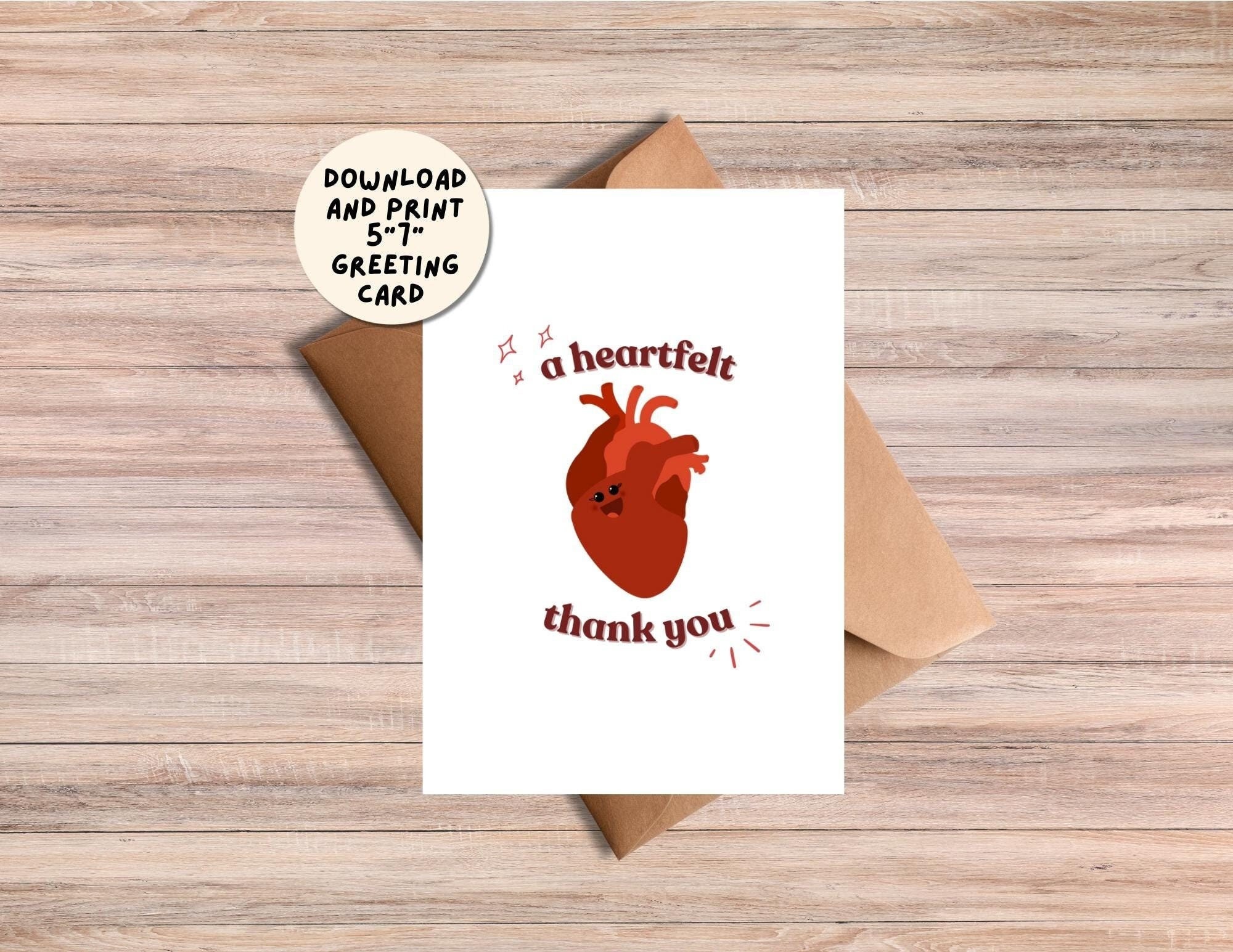 Heartfelt Thank You Card Heart Greeting Card Thank You Friend Wife ...