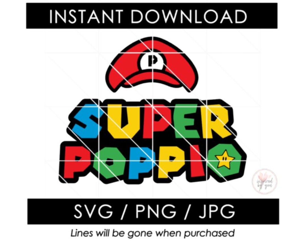 Super Poppio SVG | Poppy Papa Grandpa Super Mario Birthday PNG | Design ...
