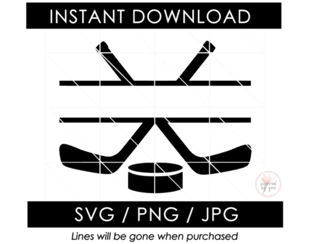 Hockey Split Monogram SVG | Hockey Stick Helmet Puck PNG | Play Hockey ...