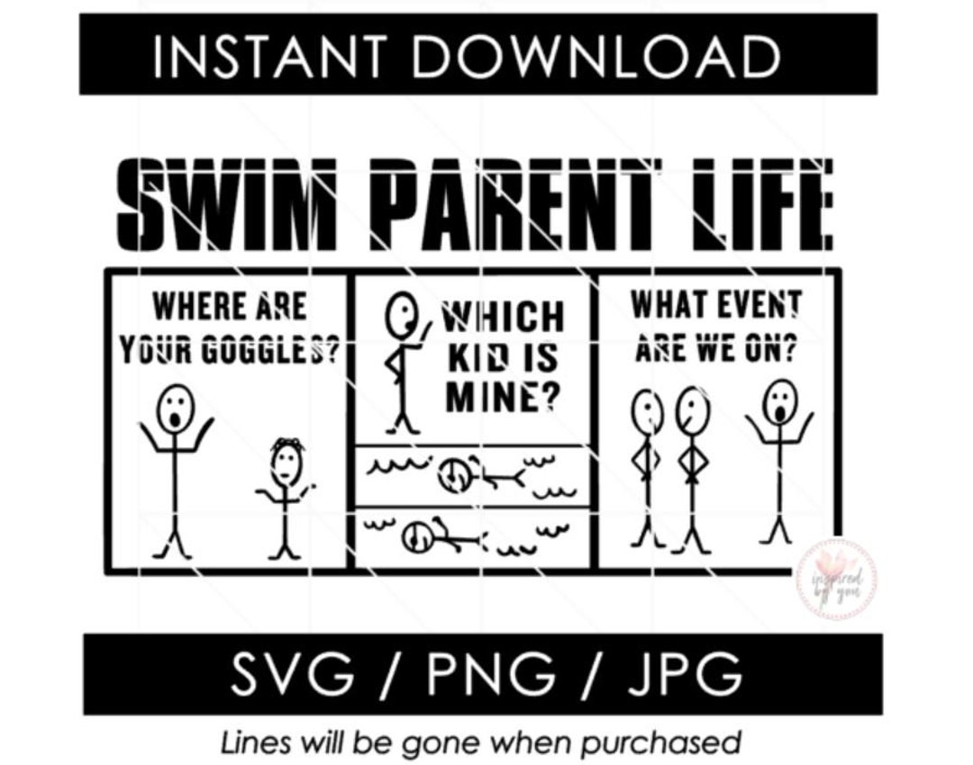 Swim Parent Life SVG | Funny Swimmer Comic Strip | Shirt or Mug Gift ...