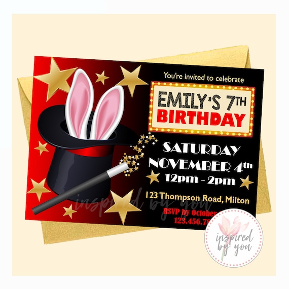 Magic Show Birthday Magical Invitation Magician Birthday | Etsy