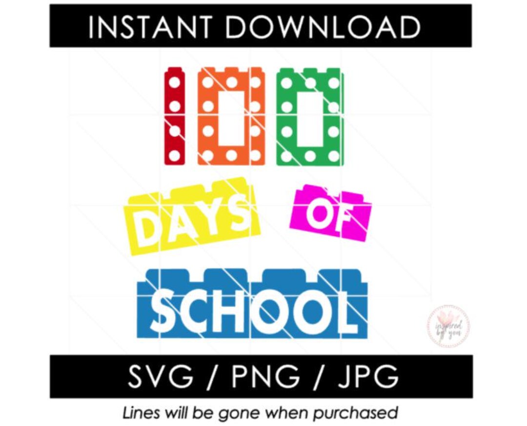 100 Days of School Block Brick SVG | Colorful Toys Building Blocks PNG ...