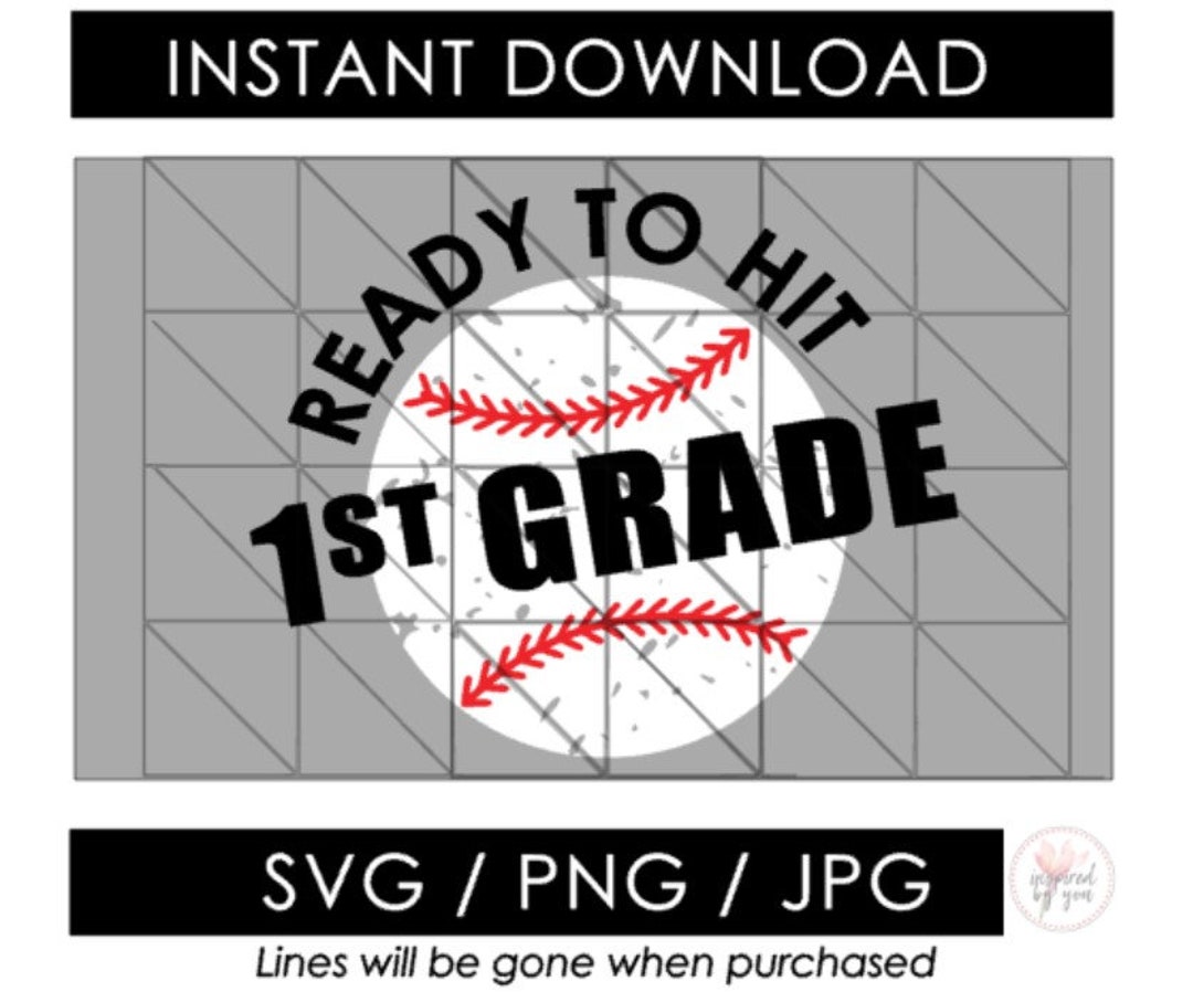 1st Grade SVG | Ready to Hit First Grade Baseball PNG | Boy Back to ...
