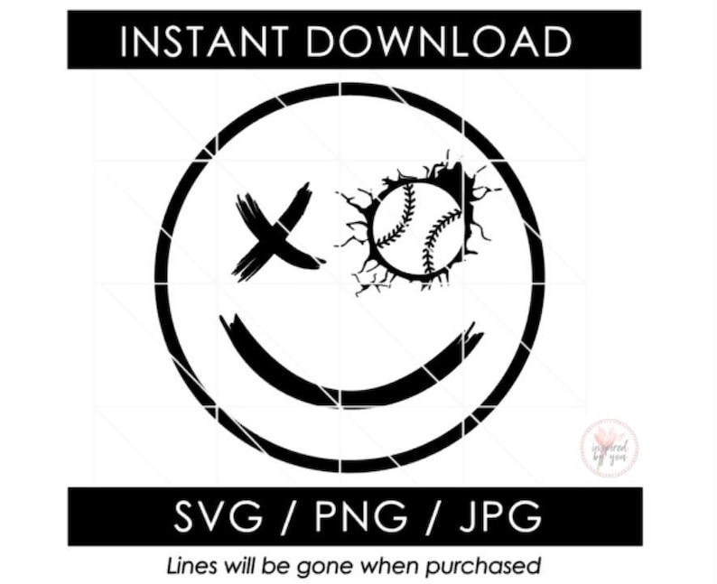Baseball Smiley Face SVG | Softball Mom Dad Fan PNG | Dead Eye Nirvana ...