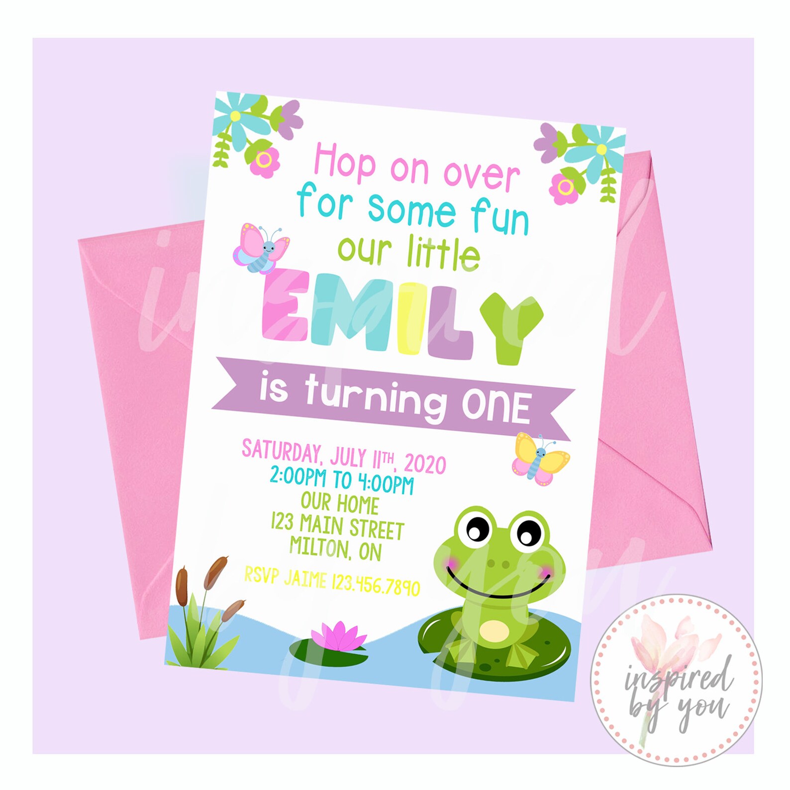Frog Invitation Froggy Invite. 1st First Birthday. Lily Pad Frogs ...