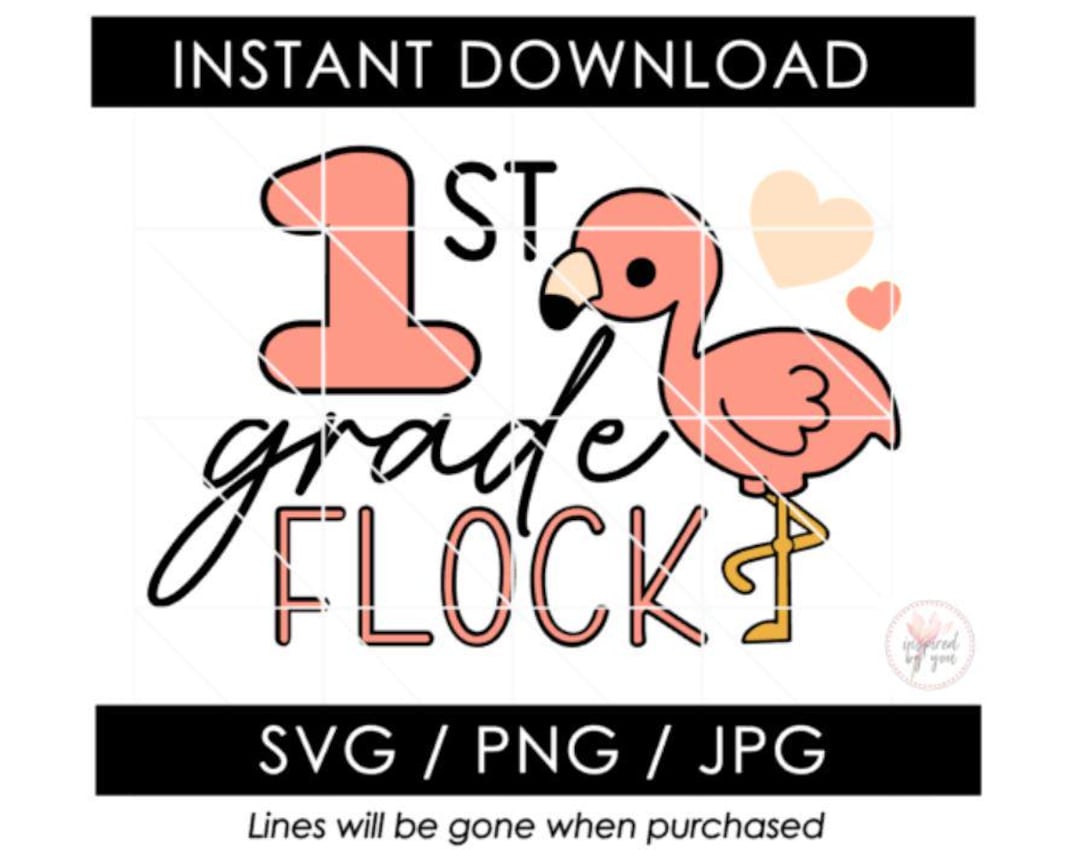 1st Grade Flock SVG | First Day of School Flamingo JPG | Vinyl Layers ...
