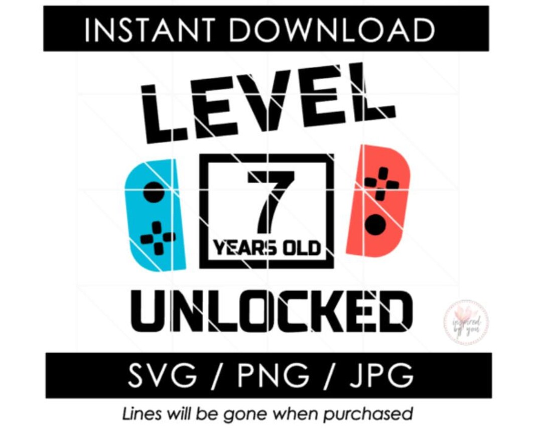 7th Birthday | Level 7 Unlocked | Seventh Bday Shirt Design | Switch ...