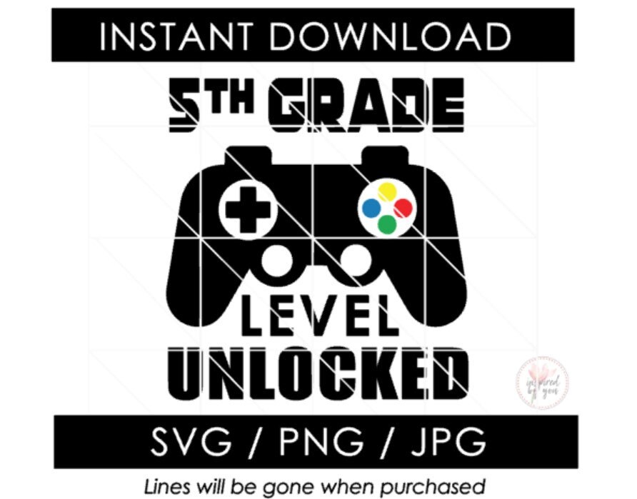 5th Grade SVG Fifth Level Unlocked Boy Back to School JPG - Etsy