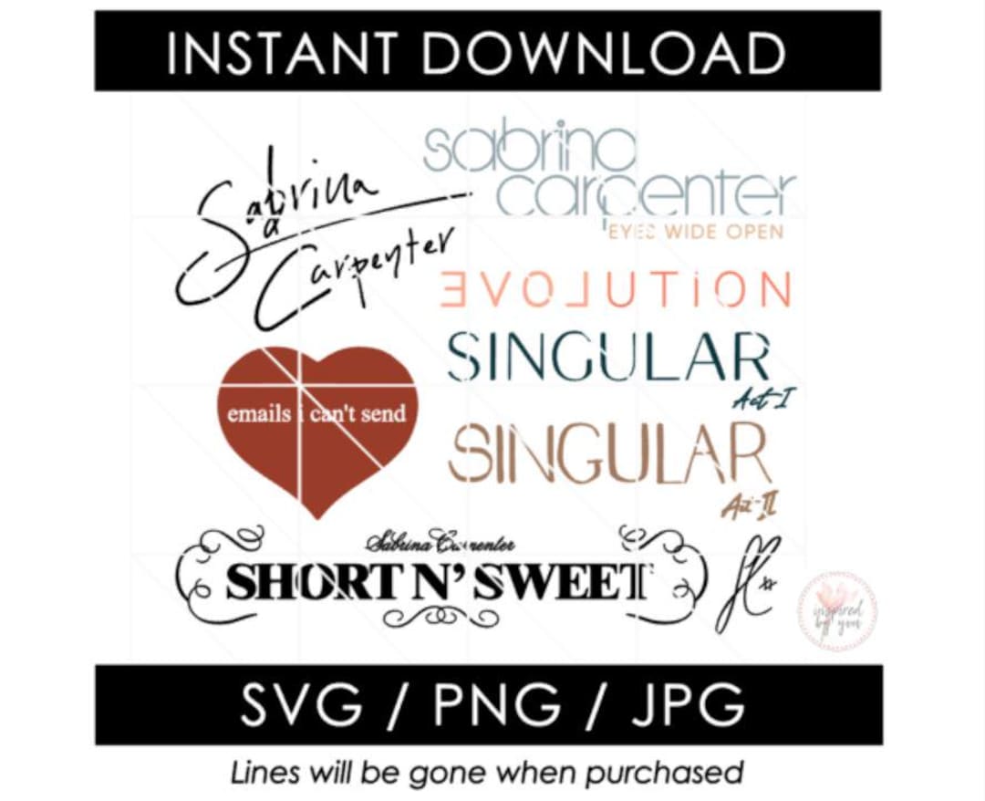 Sabrina Carpenter Album Covers SVG Record Name Logos PNG Signature ...