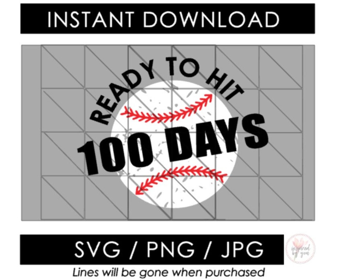 100 Days of School Baseball SVG | Ready to Hit Softball PNG | Boy Bat ...
