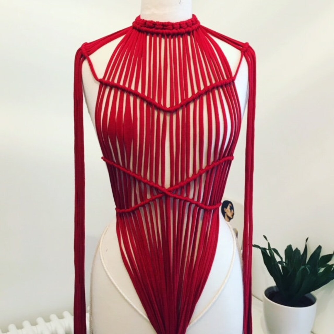 The Empire Body Red Jersey Tassel Macrame Festival Body - Etsy