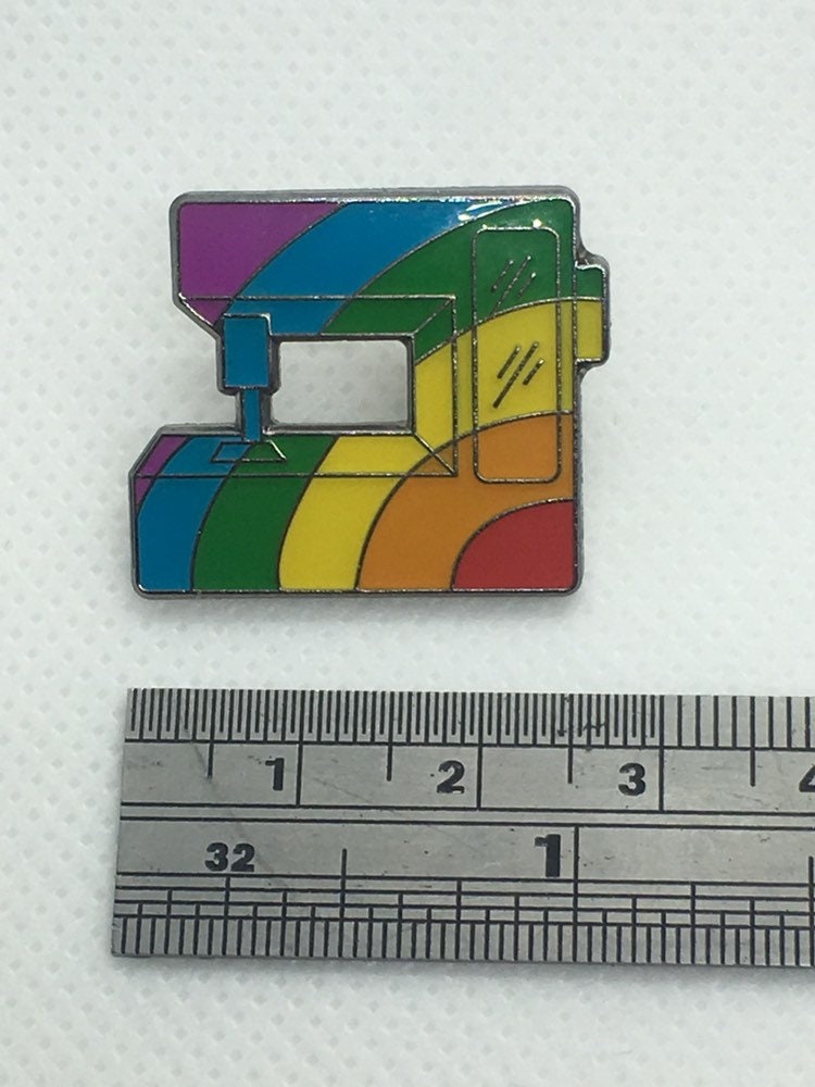 Rainbow Sewing Machine Enamel Pin Badge - Etsy