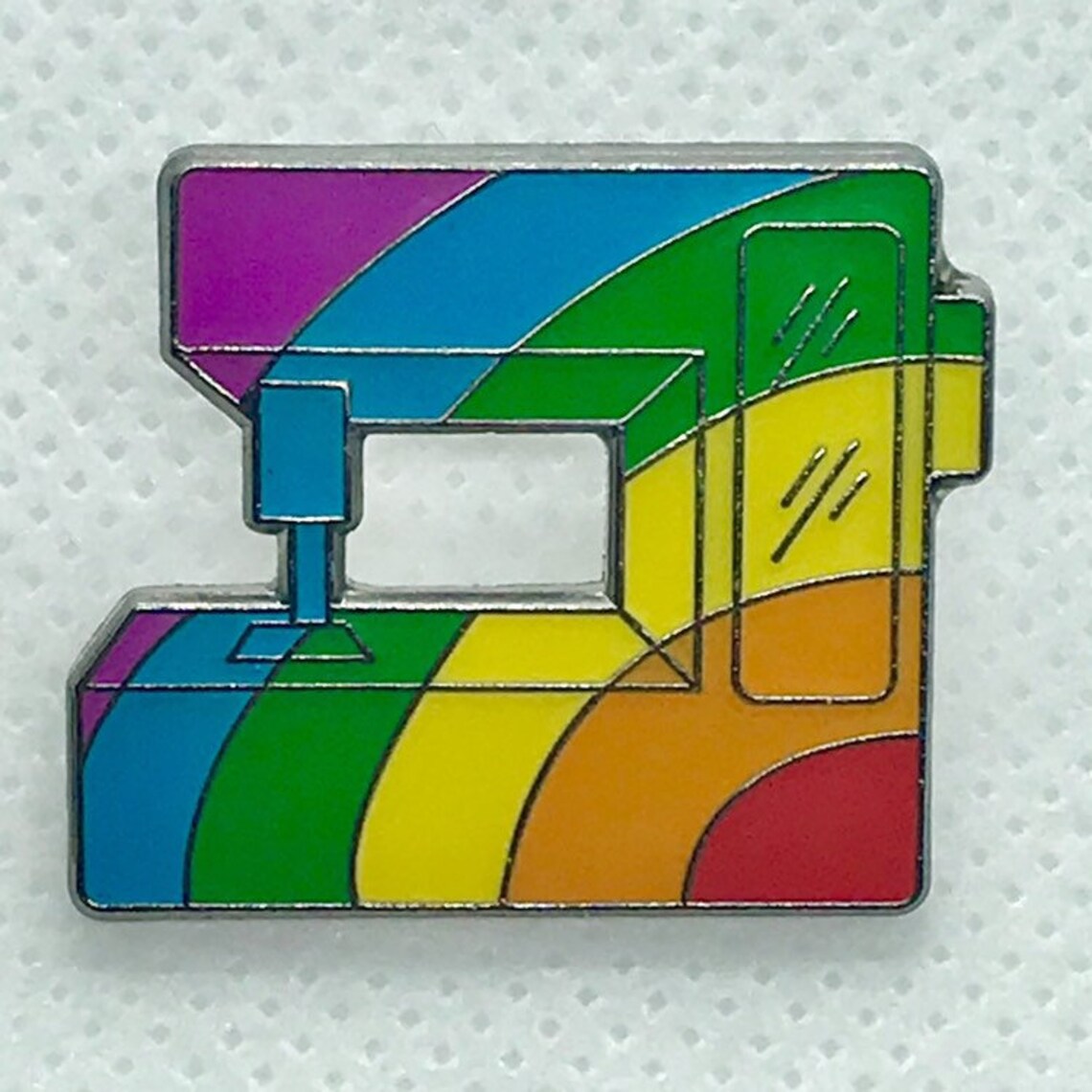 Rainbow Sewing Machine Enamel Pin Badge - Etsy