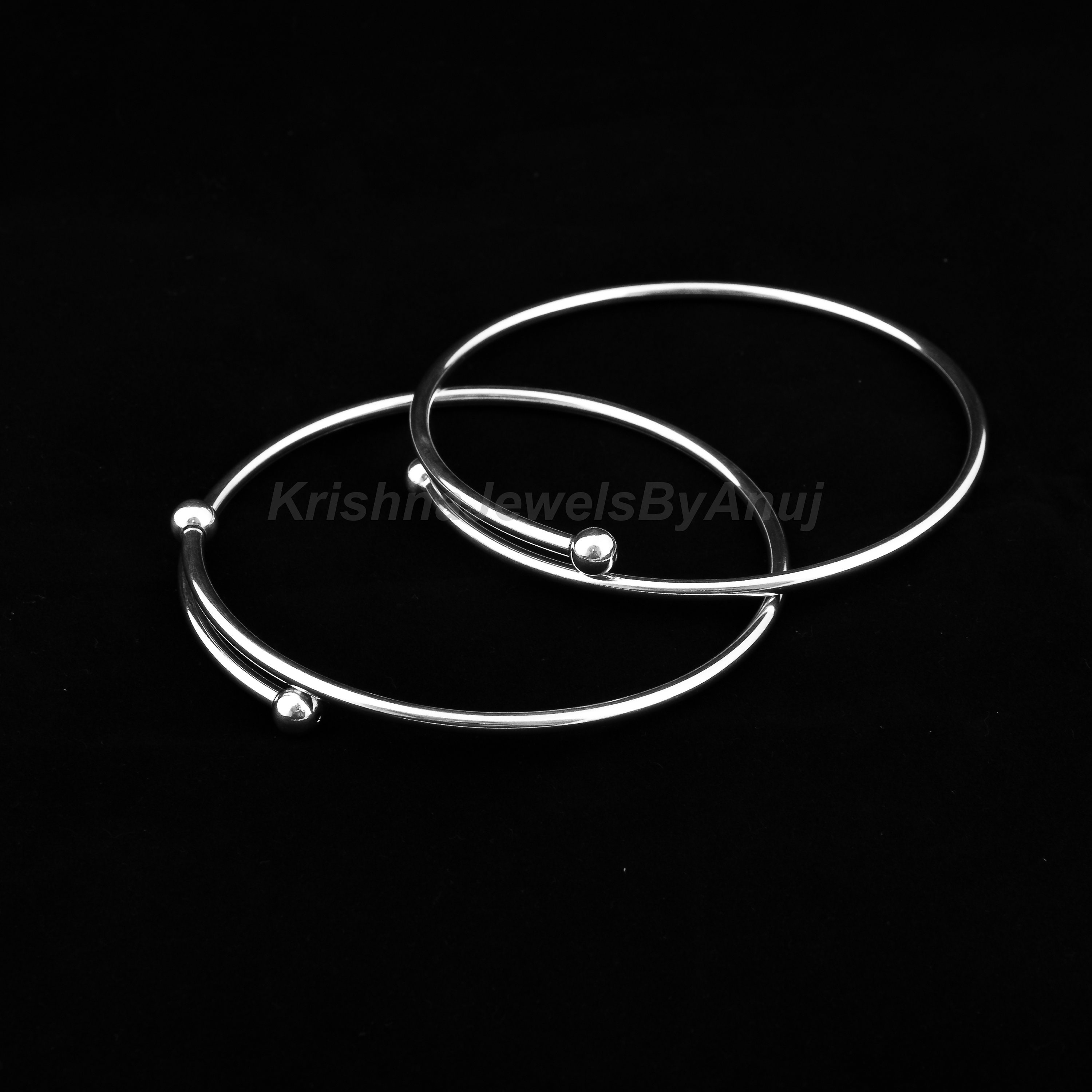925 Sterling Silver Feet Ankle Bangle - Oxidize Silver Flexible Feet ...
