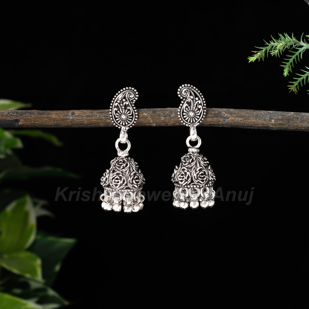 Silver Paisley Earring - 925 Solid Sterling Silver Traditional Earring ...