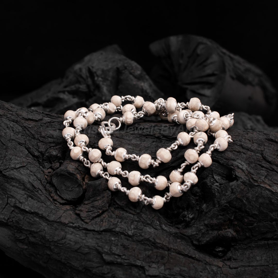 925 Sterling Silver Holy Tulsi Beads Necklace - 54 Beads Tulsi Mala ...