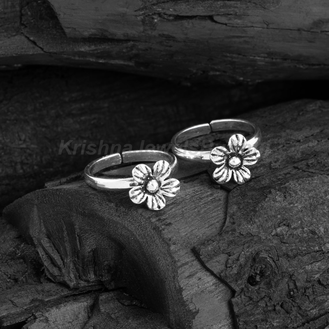 Gorgeous Flower Toe Ring - 925 Sterling Silver Toe Ring - Toe Ring Pair ...