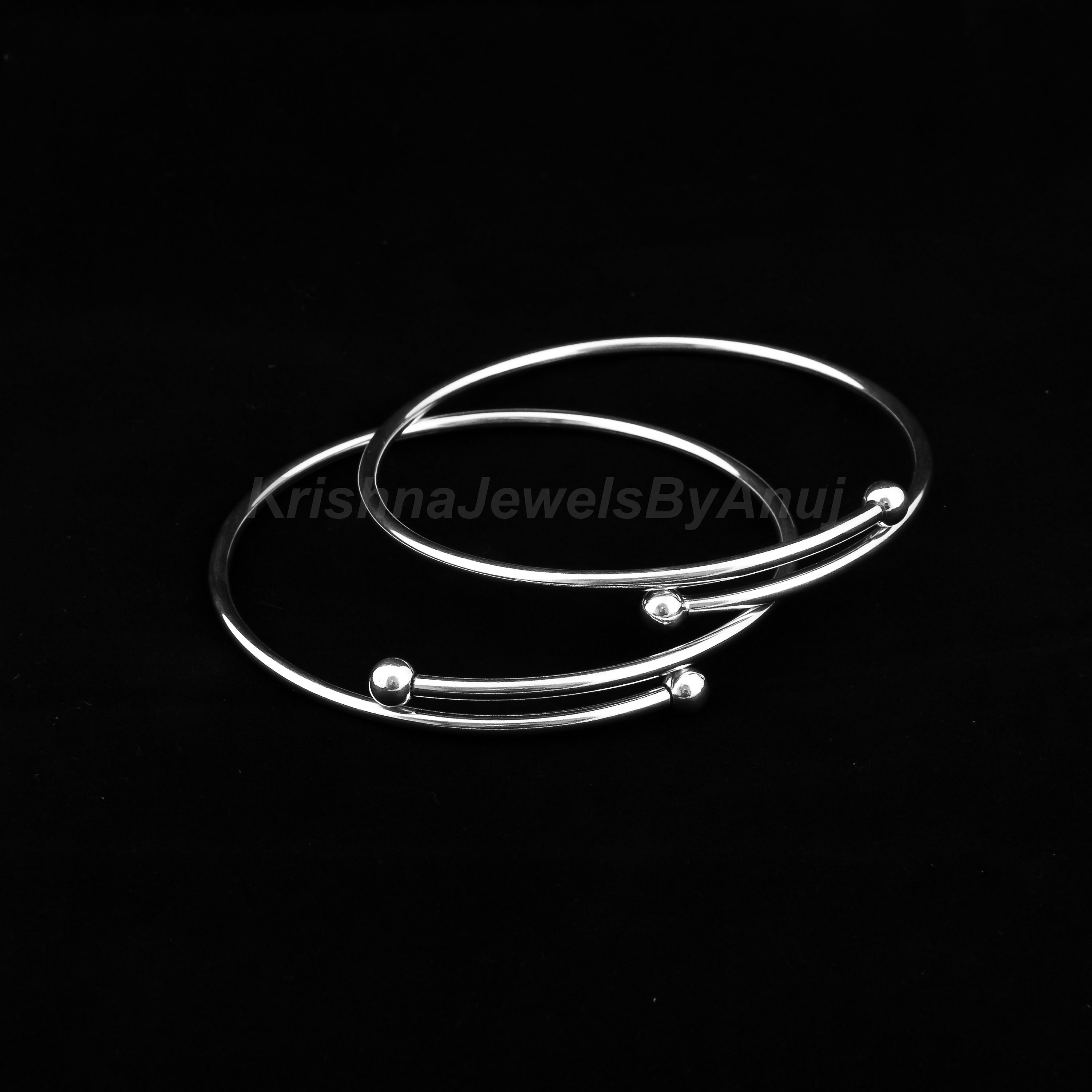 925 Sterling Silver Feet Ankle Bangle - Oxidize Silver Flexible Feet ...