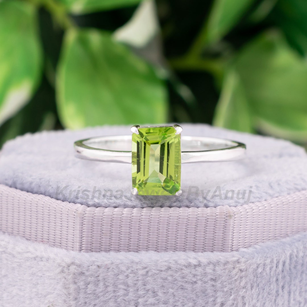 Beautiful Natural Peridot Ring - 925 Sterling Silver Ring - 6x8mm ...