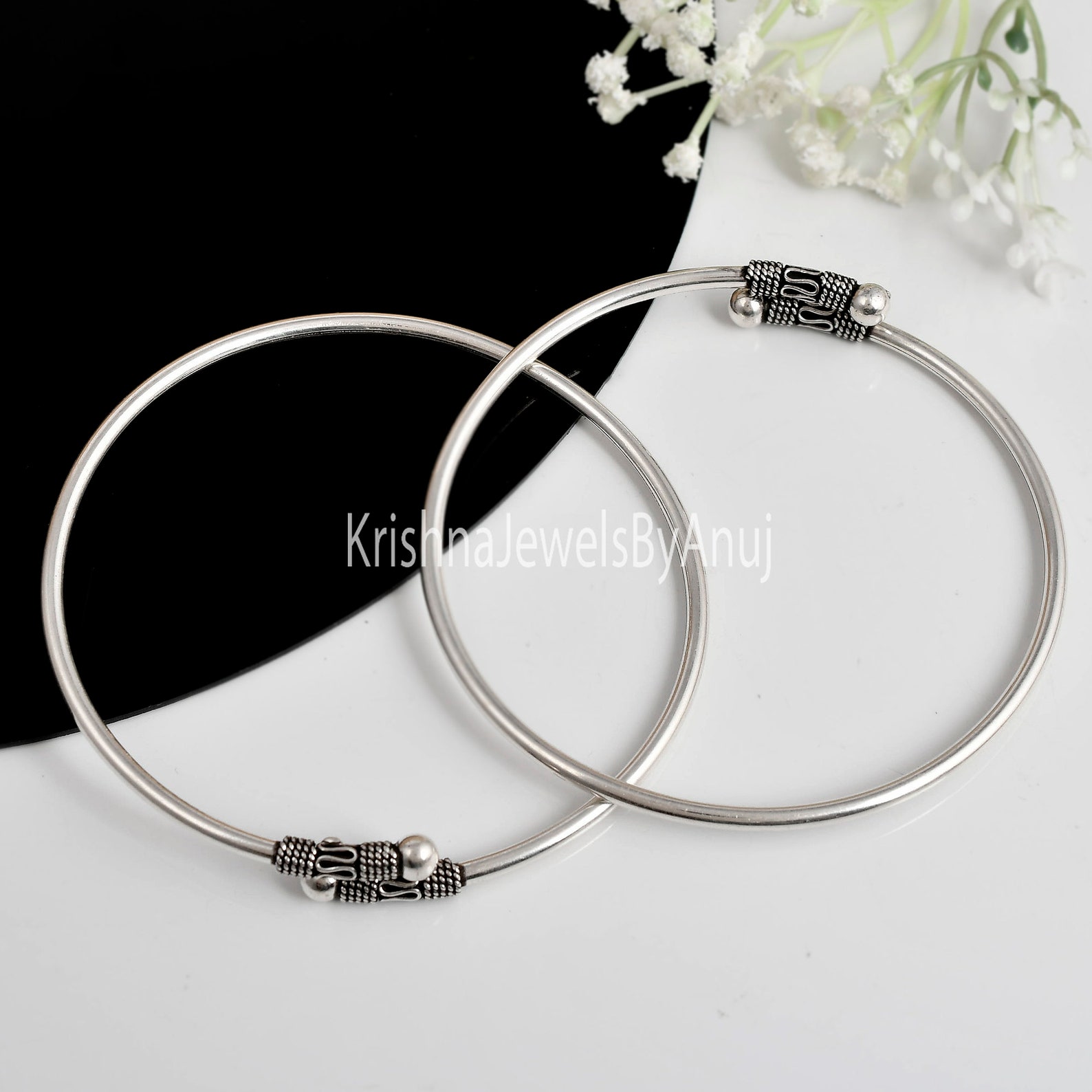 925 Sterling Silver Feet Ankle Bangle Oxidize Silver Flexible Feet ...