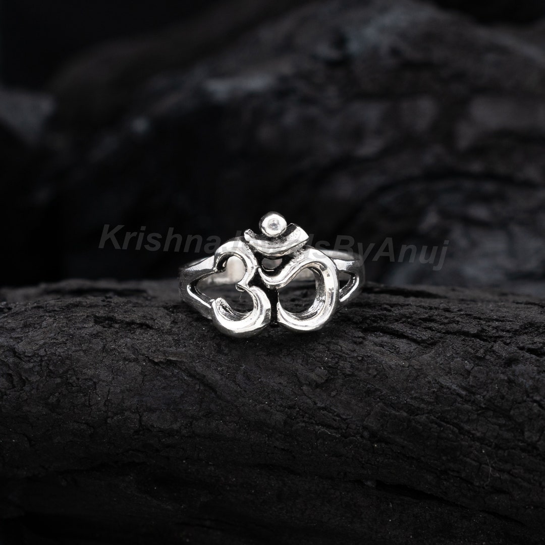 925 Sterling Silver Om Ring - Hindu Deity Lord Shiva Aum Symbol Ring ...