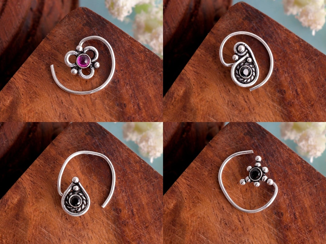 Nose Ring - 925 Sterling Silver Nose Ring - 4 Pieces Lot - Pierced Nose ...