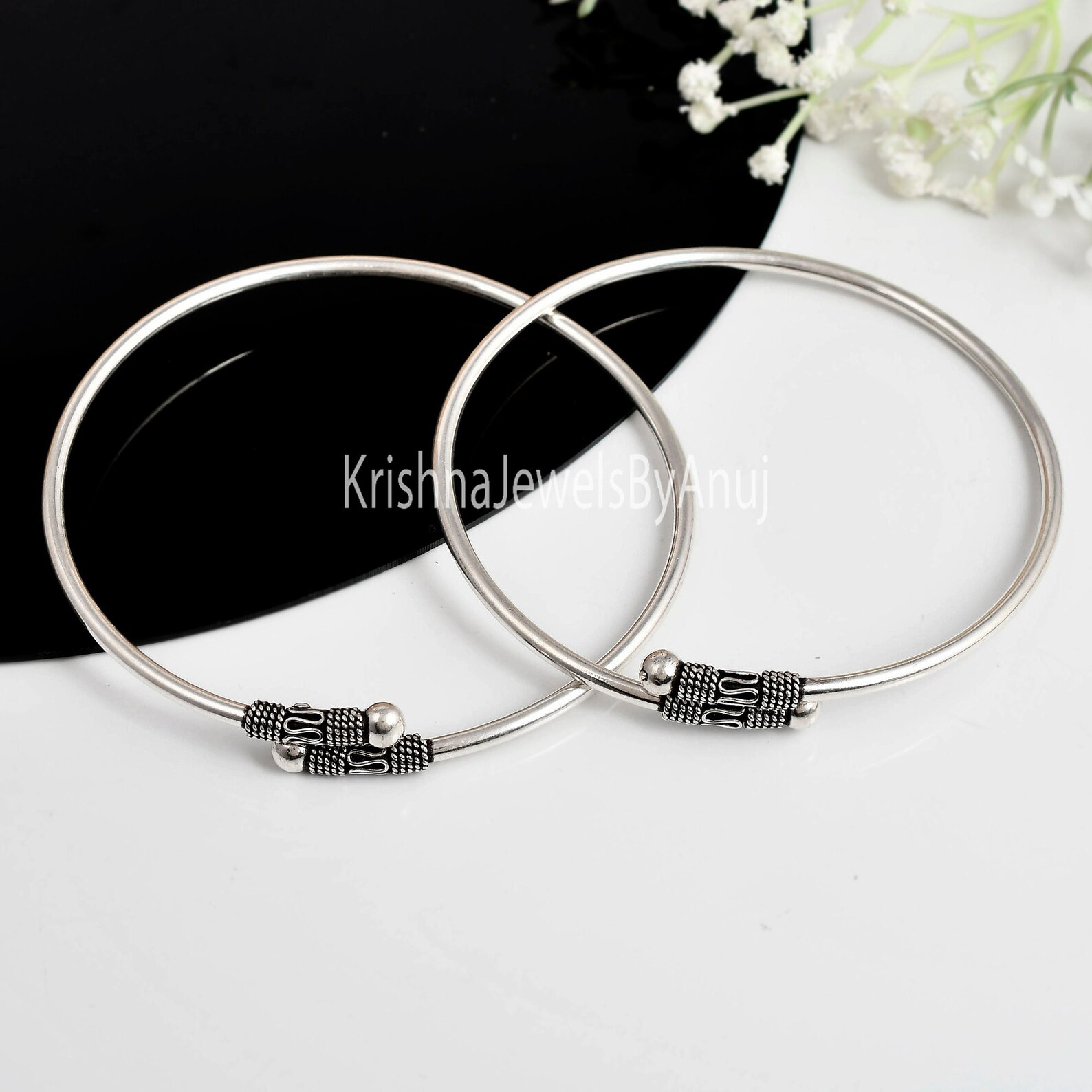 925 Sterling Silver Feet Ankle Bangle Oxidize Silver Flexible Feet ...