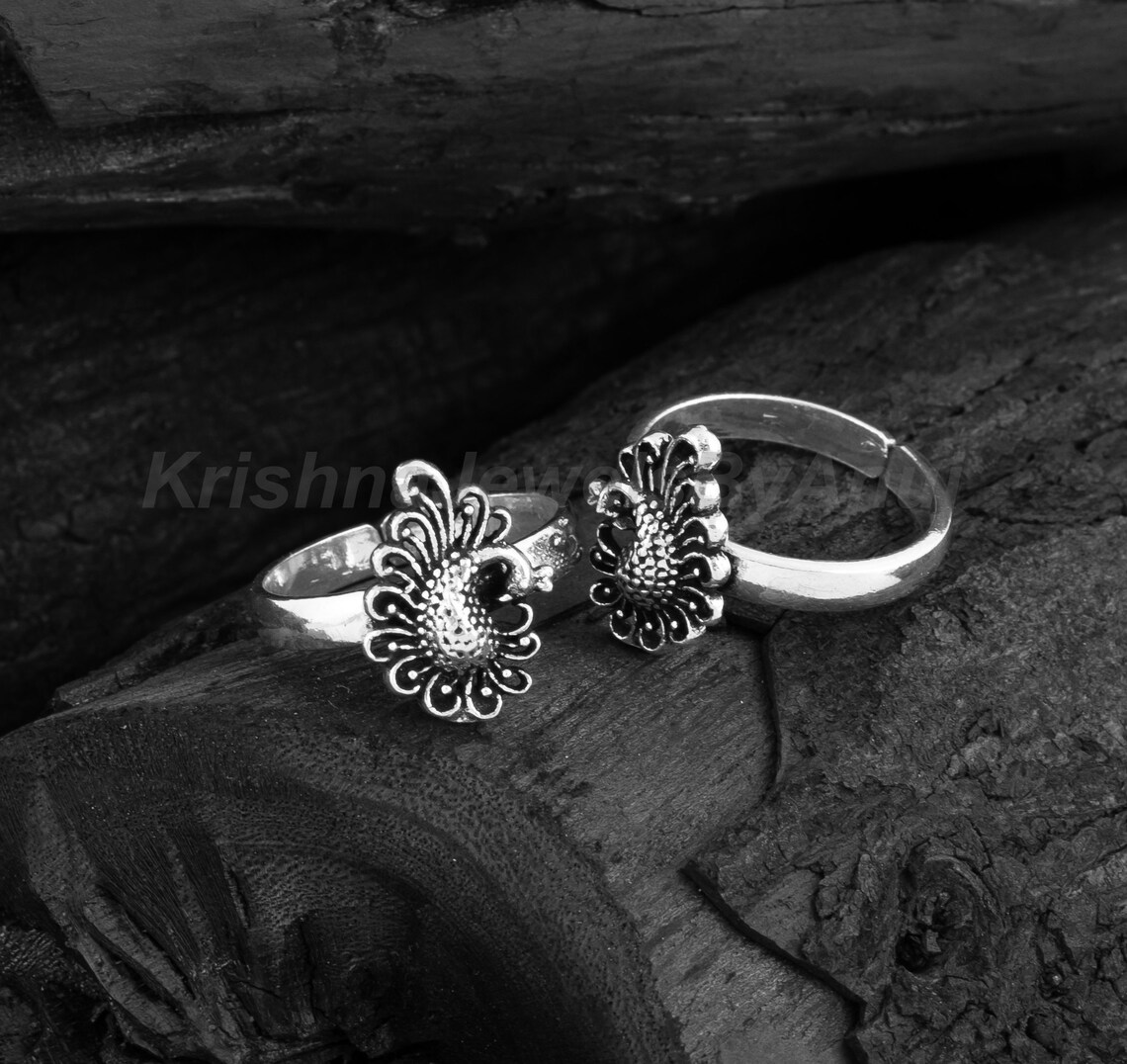 Gorgeous Peacock Toe Ring - 925 Sterling Silver Toe Ring - Toe Ring ...