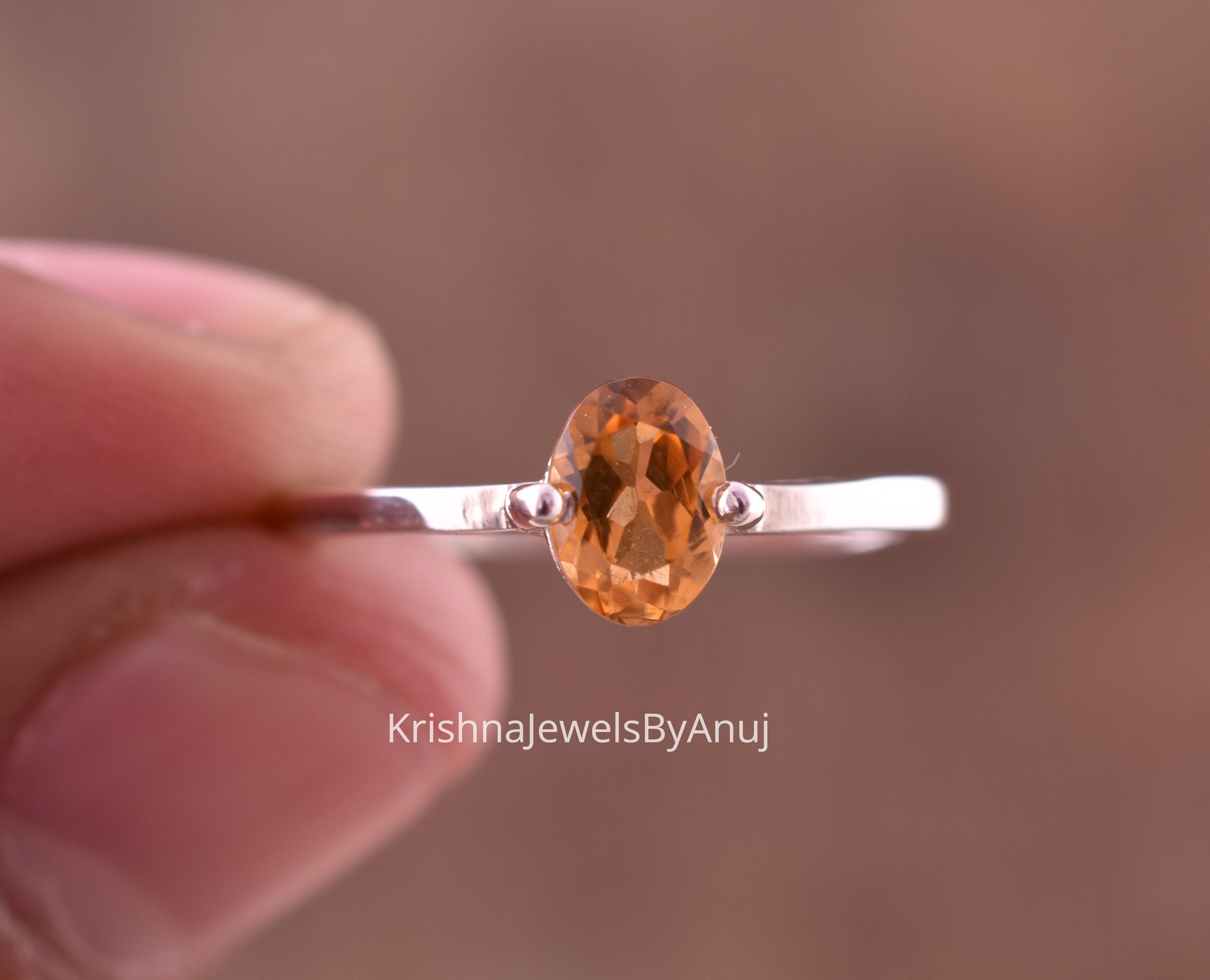 Natural Citrine Gemstone Ring 925 Solid Sterling Silver Ring | Etsy