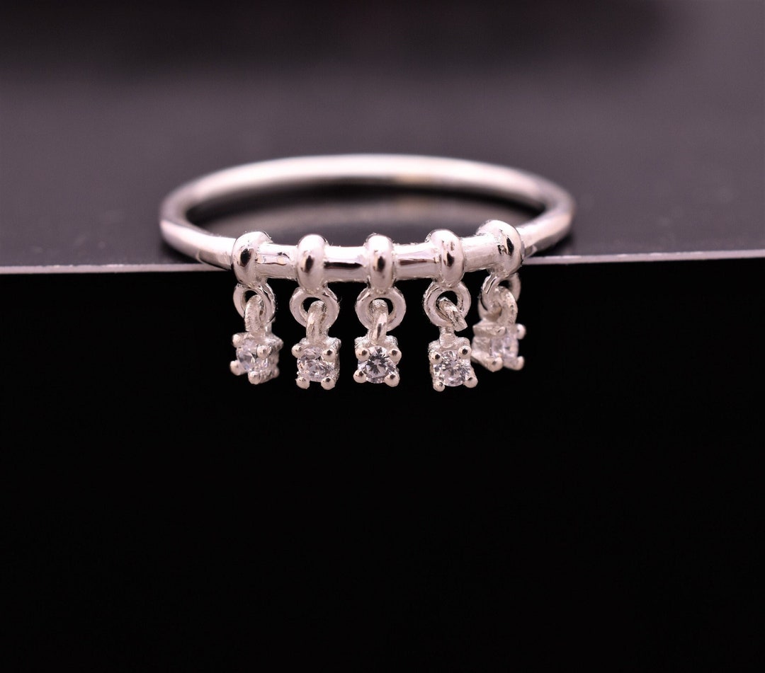 Solid 925 Sterling Silver Charm Ring - Silver & Cubic Zirconia Ring ...