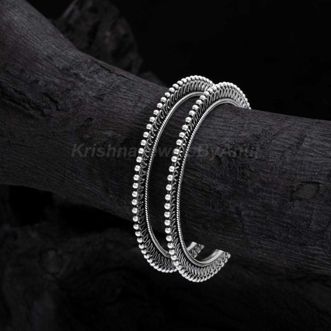 Amazing Stackable Silver Bangles Pair - 925 Sterling Silver Bangles ...