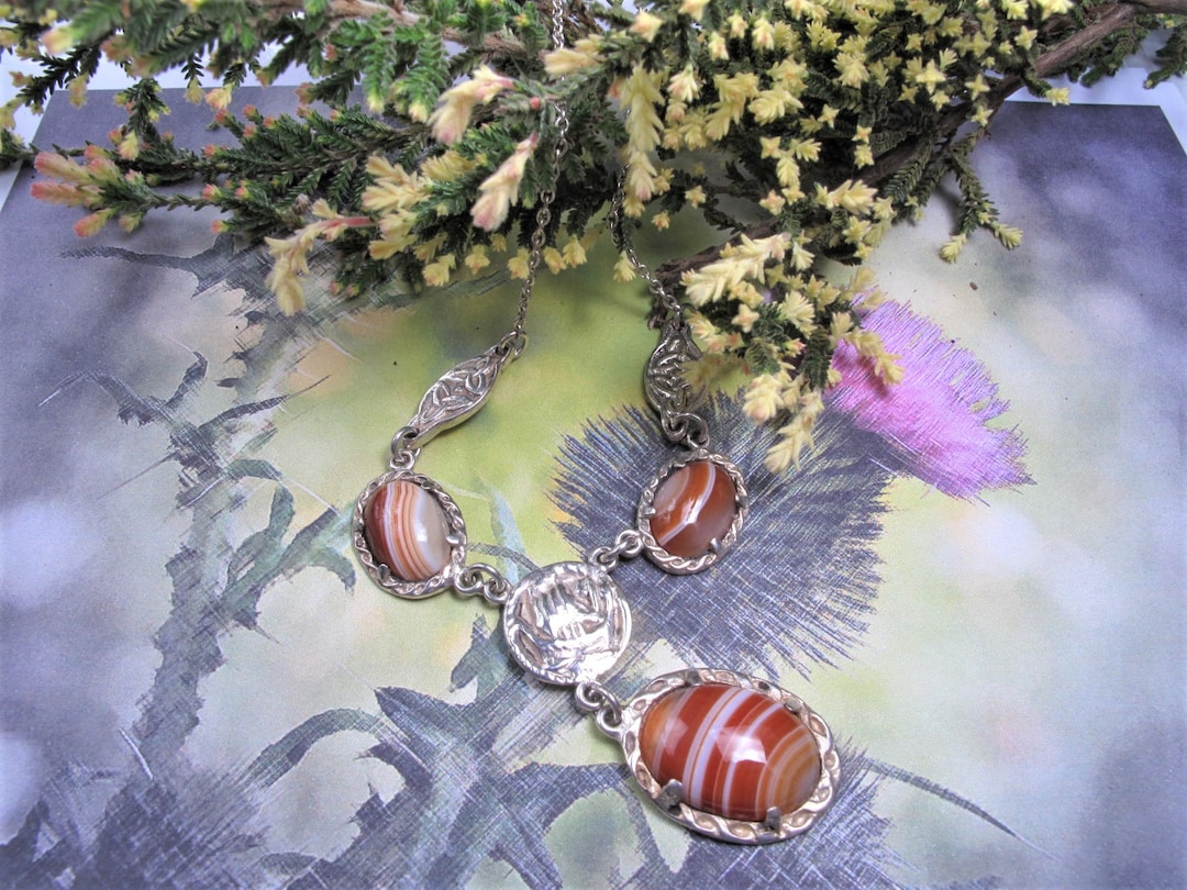 Vintage Scottish Silver Iona Celtic Ship Banded Carnelian - Etsy