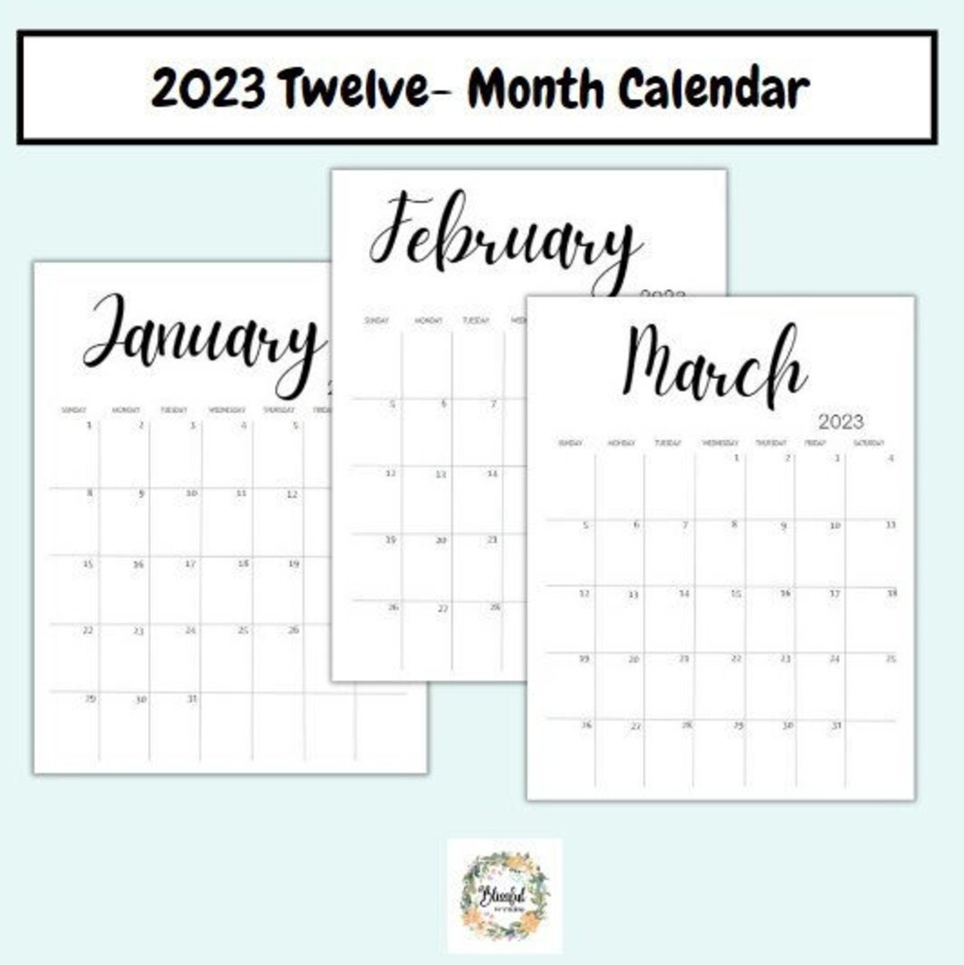 Printable Calendar, 2023, Dated, 12 Month, Fillable, Simple, Lined ...