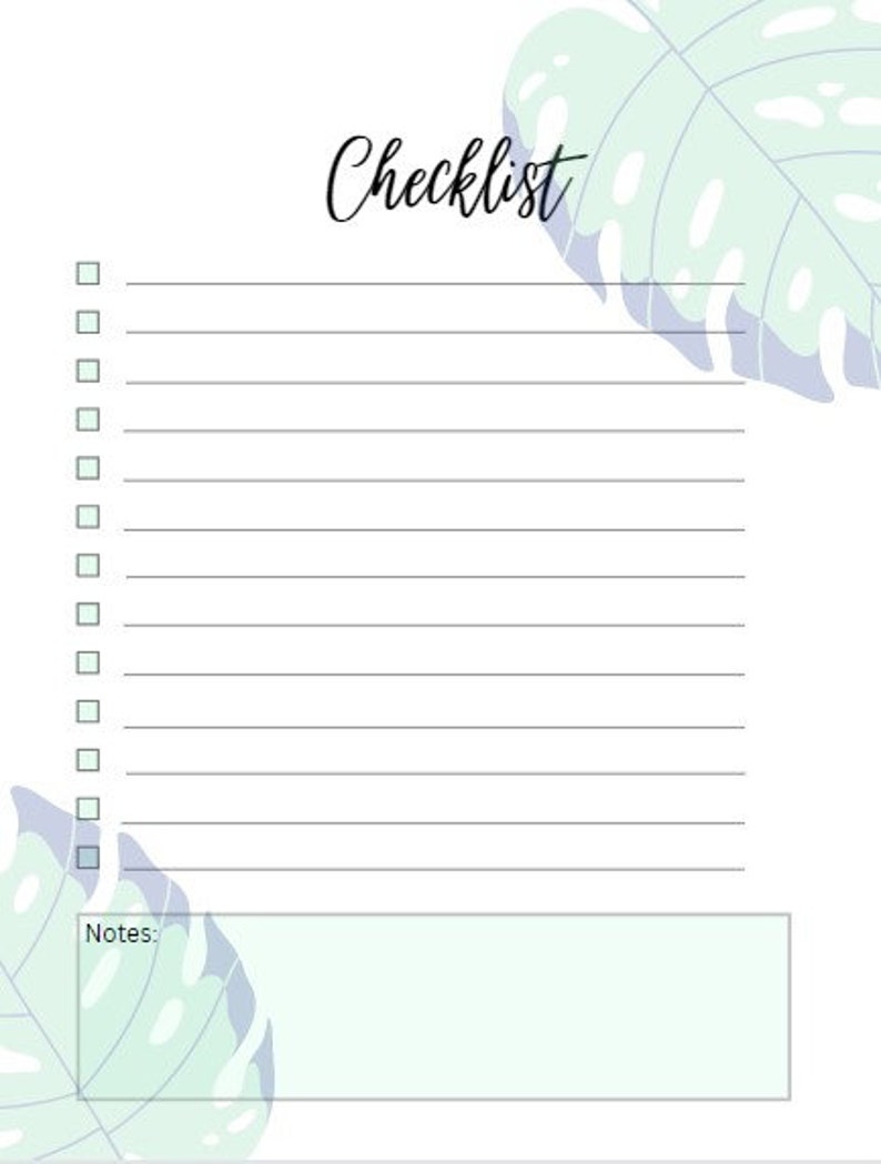 Minimalist Checklist, Blank Checklist, Shopping List, to Do List ...