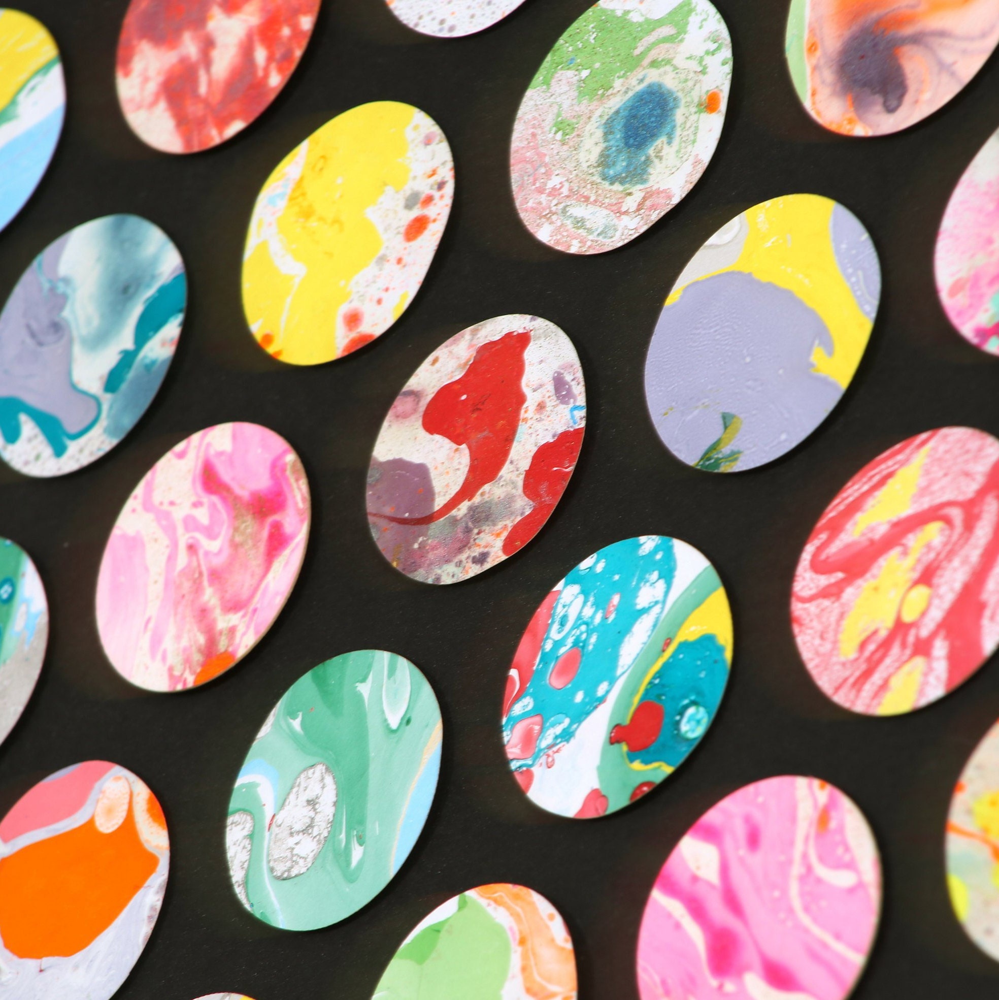 68 Marble Spots on Black Collage Original 3d Marbled Paper Collage ...