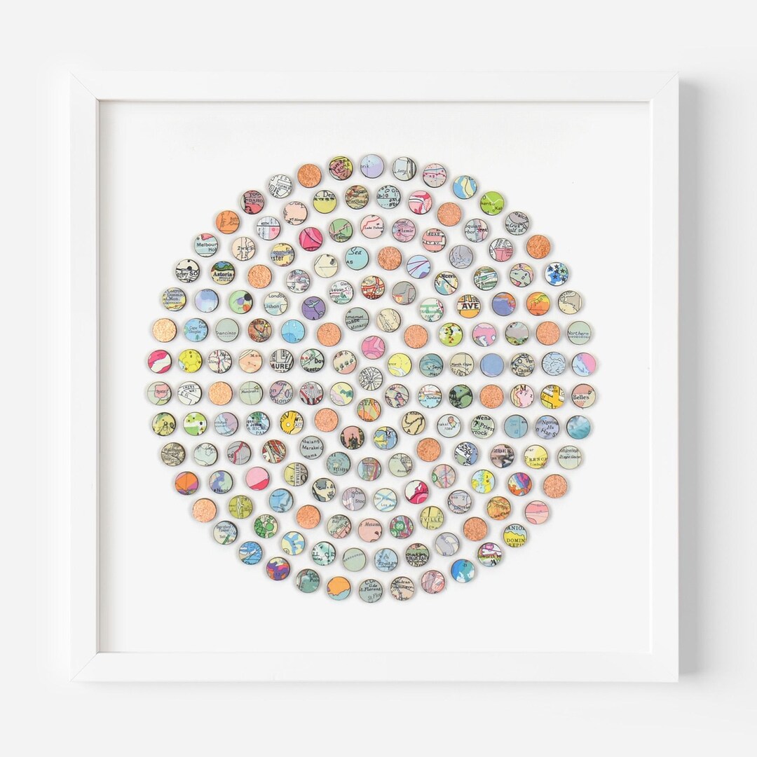 Original 3D Map Dot Artwork, Wall Art Collage, Geometric Wall Decor ...
