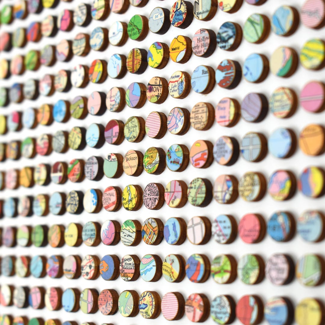 Original 3D Artwork, Map Dot Wall Art Collage, Geometric Wall Decor ...