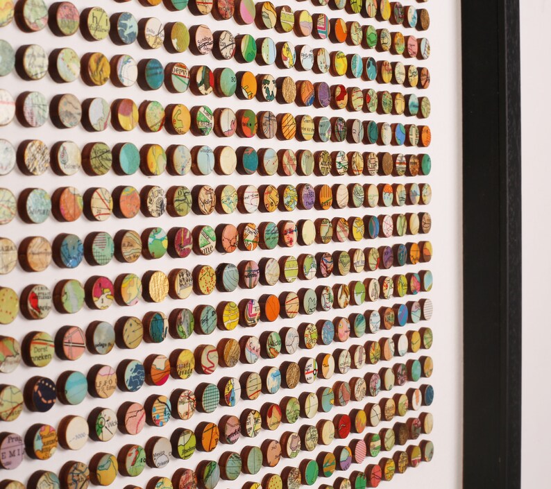 Original 3D Map Collage Original Geometric Art Map Dots - Etsy