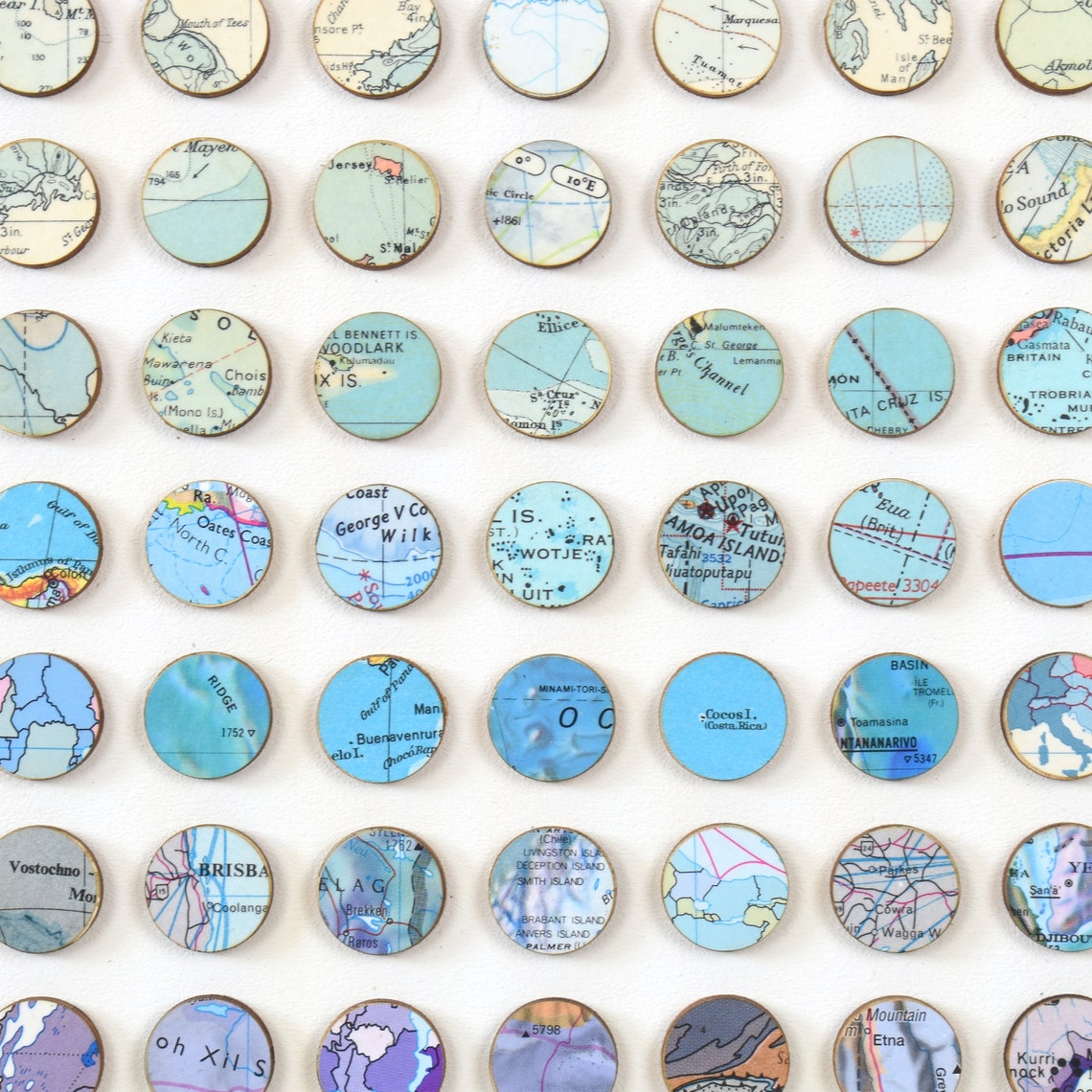 Original Map Collage Art, Landscape Rainbow Map Dots Artwork, Ready to ...